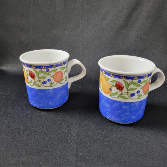 Dansk | Kitchen | Dansk Vintage Coffee Cups 2 Fiance Fruits Pattern Htf ...